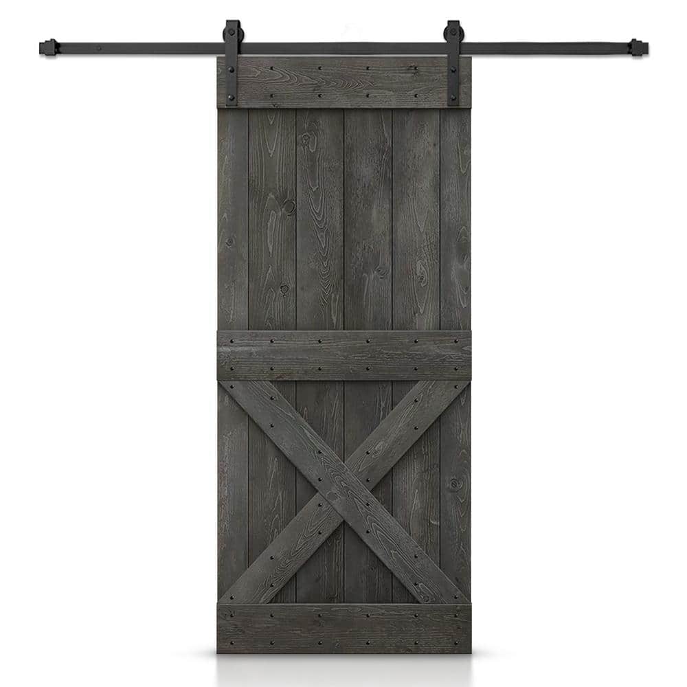 CALHOME 36 in. x 84 in. Mini X-Series Carbon Gray DIY Knotty Pine Wood ...