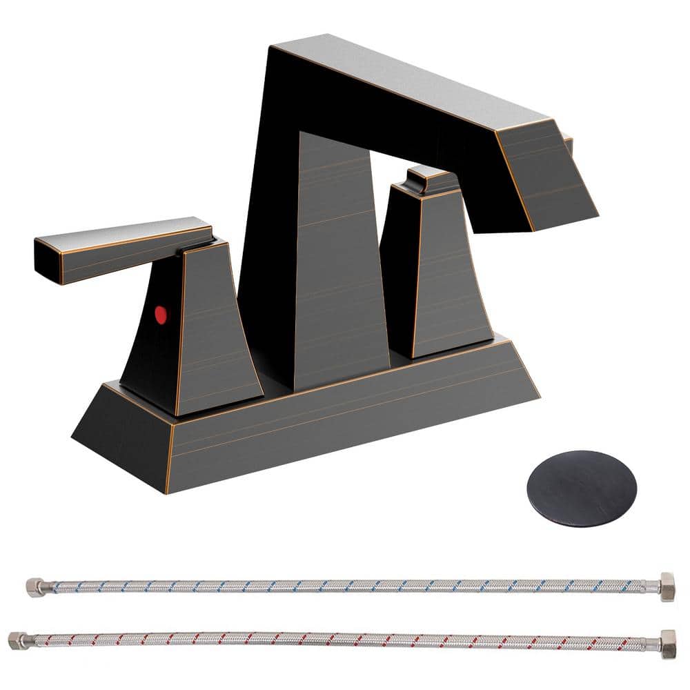 GELE 2-Handle Bathroom Sink Faucet Oil Rubbed Bronze 4 in. Centerset ...