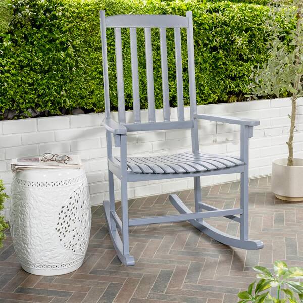 JONATHAN Y Seagrove Farmhouse Classic Slat Back 350 LBS Support Acacia Wood Outdoor Rocking Chair Cashmere Blue RCK300F The Home Depot