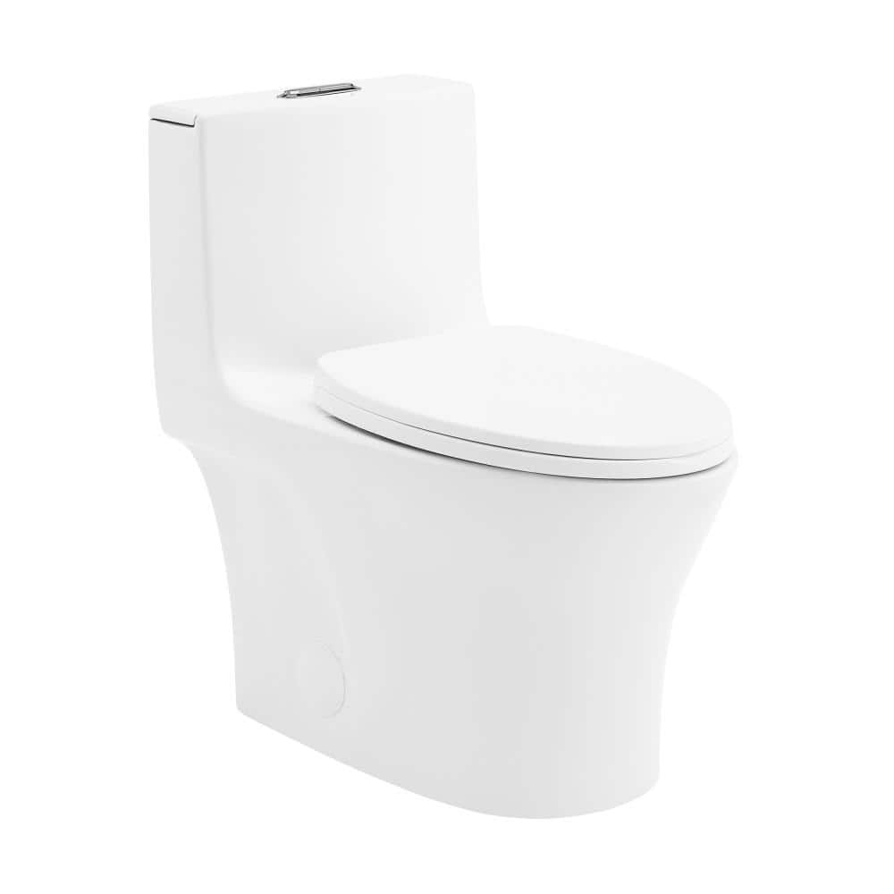 Carlton Plumbing Cascade II 1-Piece 1.6 GPF Dual Flush Elongated Toilet ...