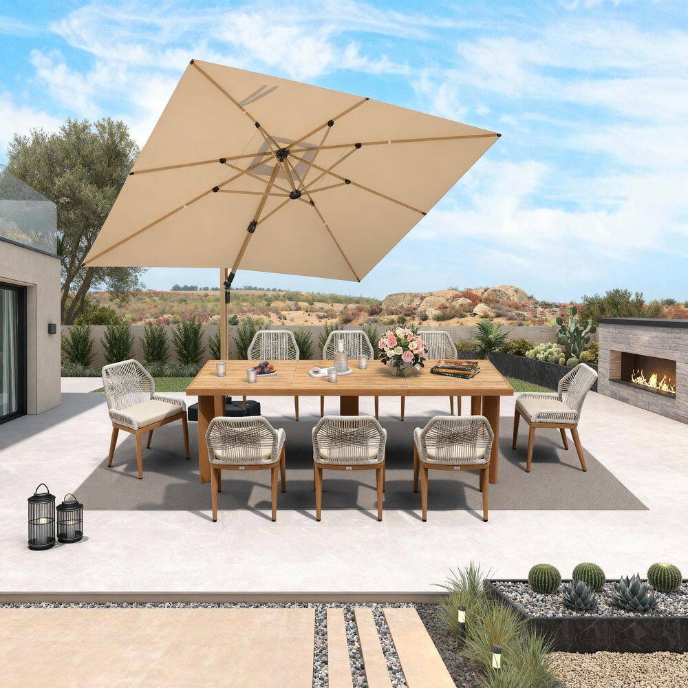 UPC 758406079426 - 9-Piece Aluminum Outdoor Dining Set Teak Patio ...