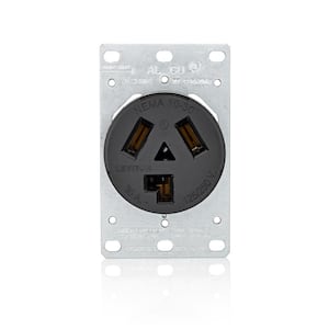 Leviton 30 Amp 2-Pole Flush Mount Shallow Single Outlet, Black 5372-S00 ...