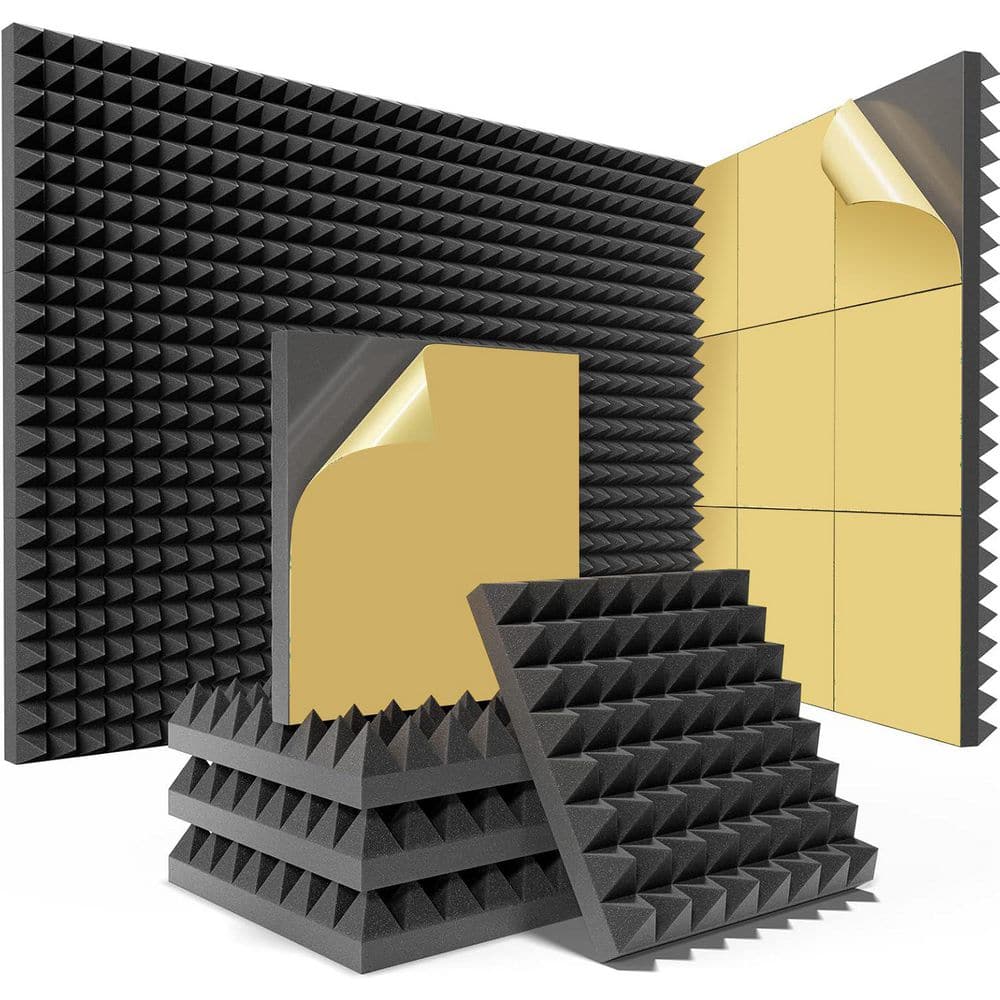KIWDZFU 12-Pack Pyramid Soundproof Foam Panels, 2"x12"x12", Self ...