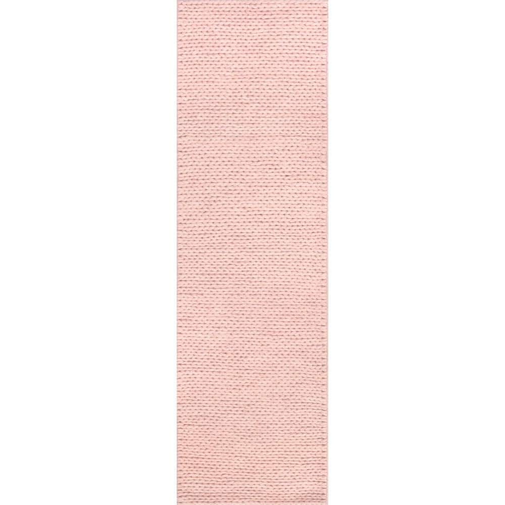 nuLOOM Penelope Braided Pink 2 ft. x 8 ft. Wool Runner Rug CB01H-208 ...