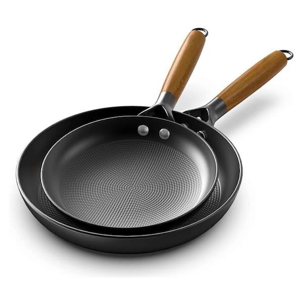 Black Non Kitchen Tools Stick Saute Pan Set 8 in. and 10 in. Cast Iron ...