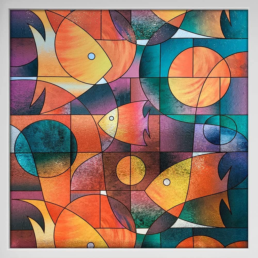 BuyDecorativeFilm 36 in. x 14.9 ft. 3FSH Fish Stained Glass Window Film ...