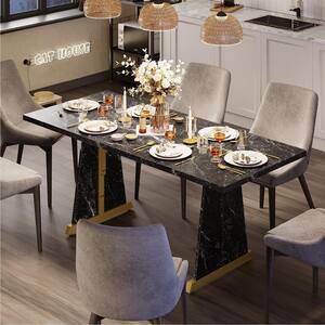 BYBLIGHT Havrvin 71 in. Rectangle Brown MDF Computer Desk with Metal ...