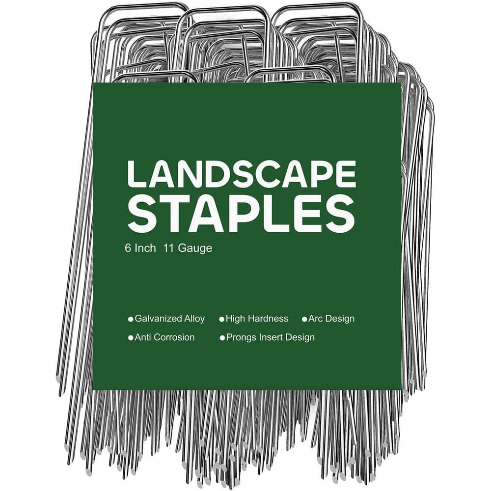 Justincity Garden Staples 6 in. Heavy Duty 11-Gauge Galvanized Steel ...