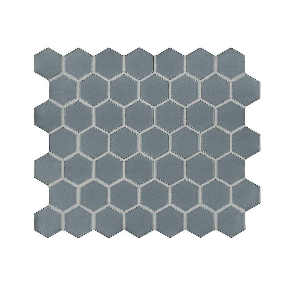 MSI Cielo Azul 1.5 in. Hexagon 10 in. x 11 in. Glossy Porcelain Mesh ...