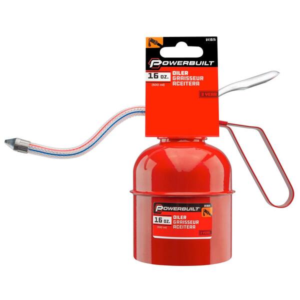 Powerbuilt 16 oz. Oil Can with Flexible Braided Hose 643026 - The Home ...
