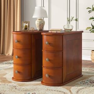 BYBLIGHT Kerlin 23.6 in. Solid Wood 2-Drawer U-Shaped End Table Set, No ...