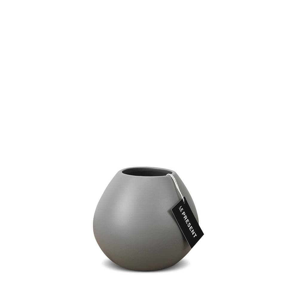 Drop Wide Short Ceramic Vase In Light Gray Matte 6 in. Height D370.097 ...
