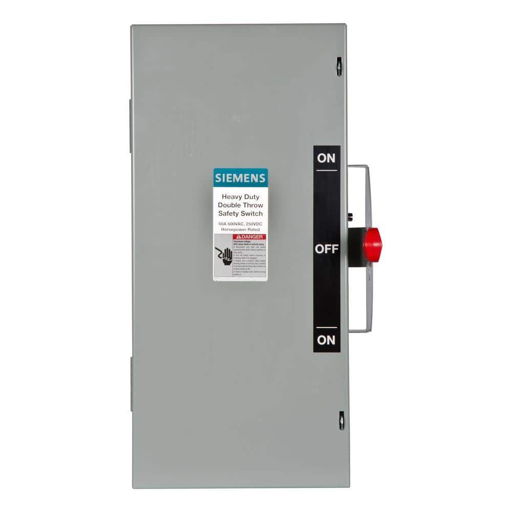 Siemens Double Throw 60 Amp 600-Volt 3-Pole Indoor Non-Fusible Safety ...