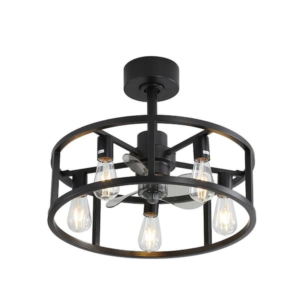 Breezary 21 in. Indoor Black Small Open-Frame Ceiling Fan with Light ...