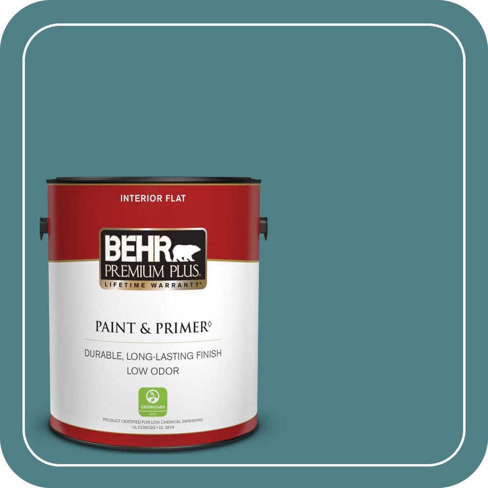 BEHR PREMIUM PLUS 1 gal. #ICC-75 Tapestry Teal Flat Low Odor Interior ...