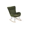 Green Modern Wood Outdoor Rocking Chair with Teddy Fabric Upholstered ...