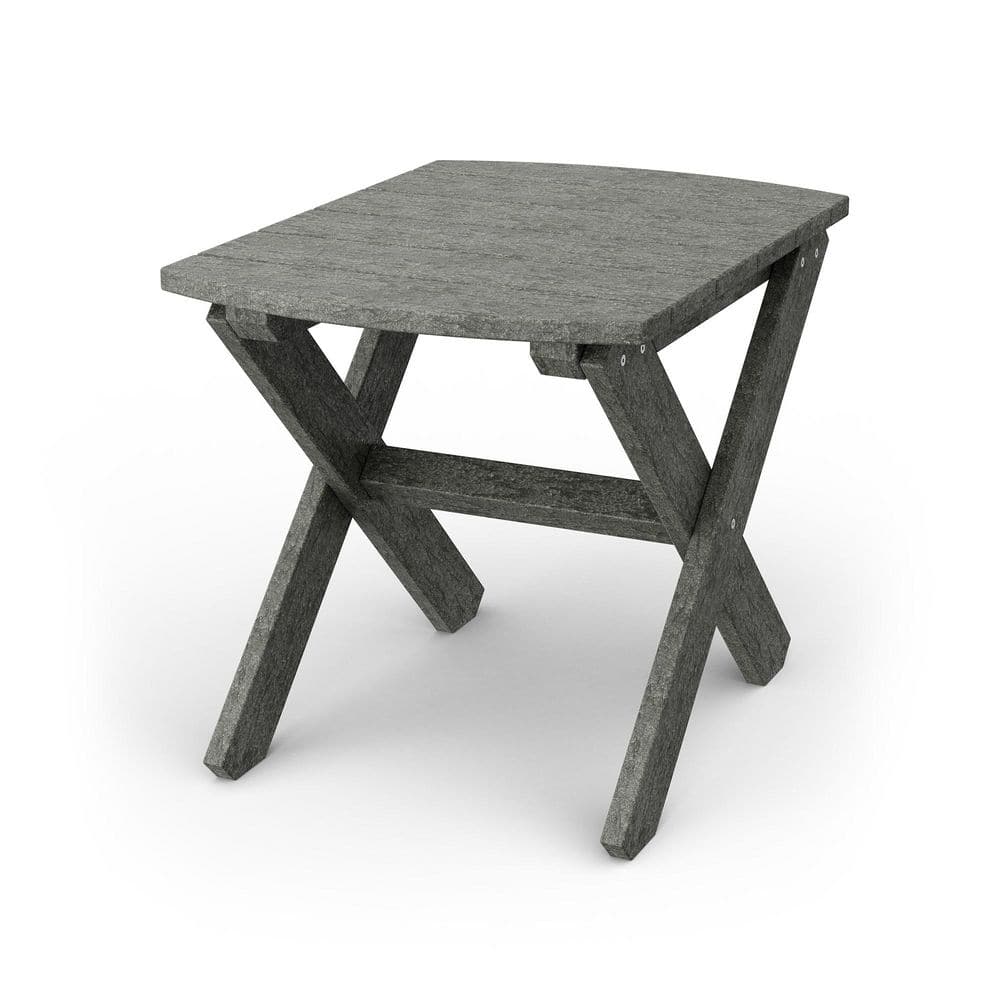 Wildridge Classic Dark Gray HDPE Plastic Outdoor Rectangular Side Table ...