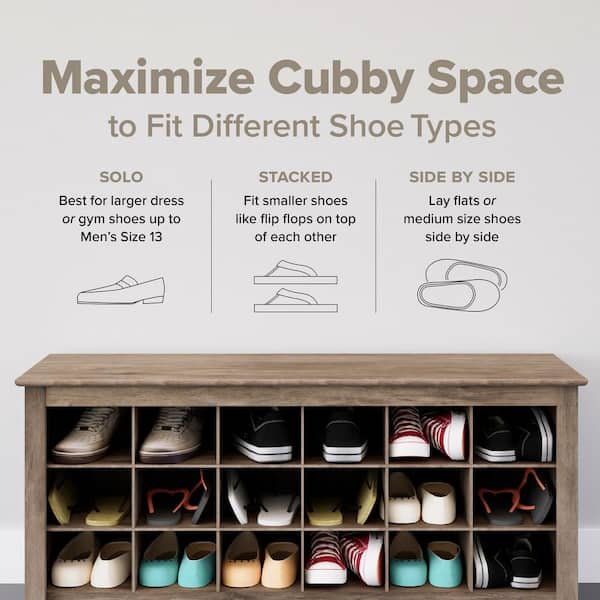 Prepac 24 pair shoe storage cubby bench store