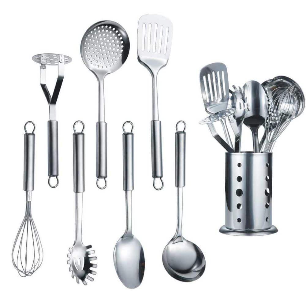Wudkey 8-Piece Unique Effects Stainless Steel Mirror Finish Cooking ...