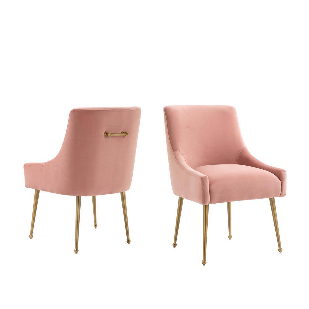 Boyel Living Soft Pink Velvet Upholstered Side Chair with Golden ...