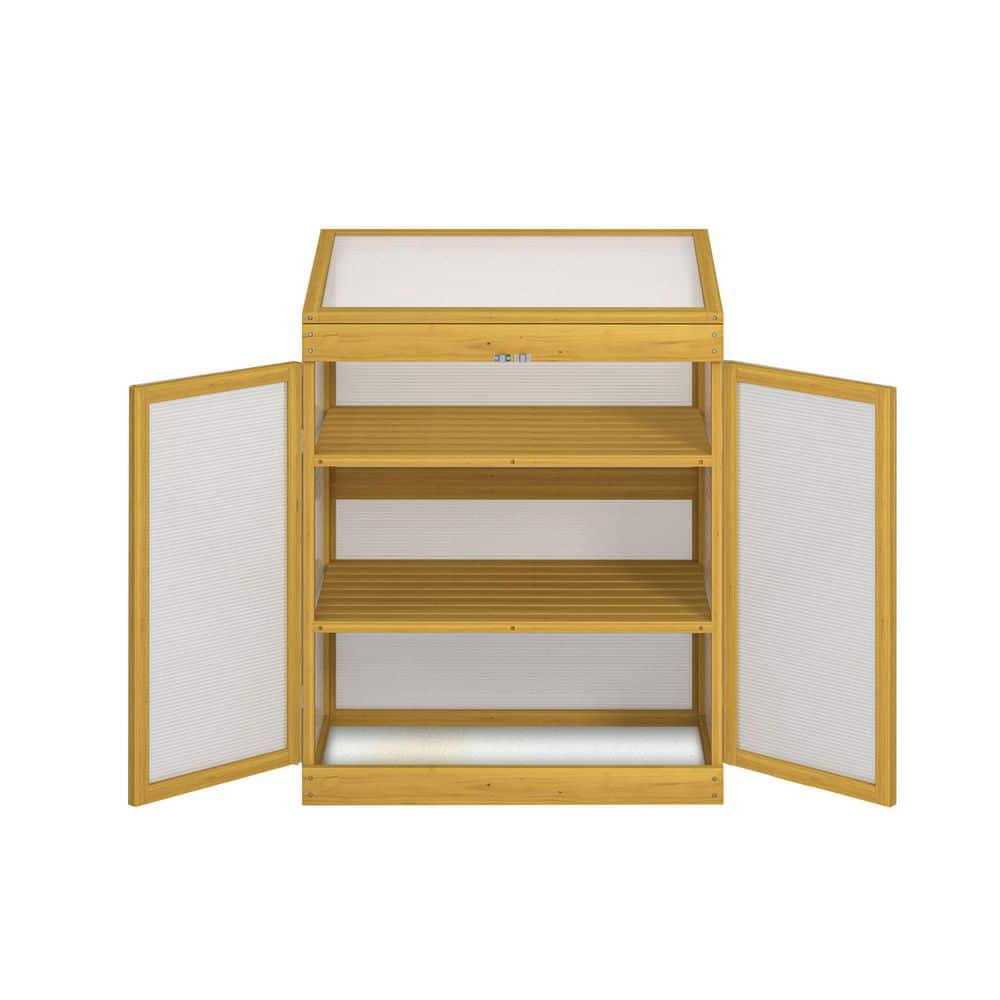 Zeus & Ruta 29.53 in. x 20.47 in. x 34.64 in. Yellow Mini 2-Tier ...