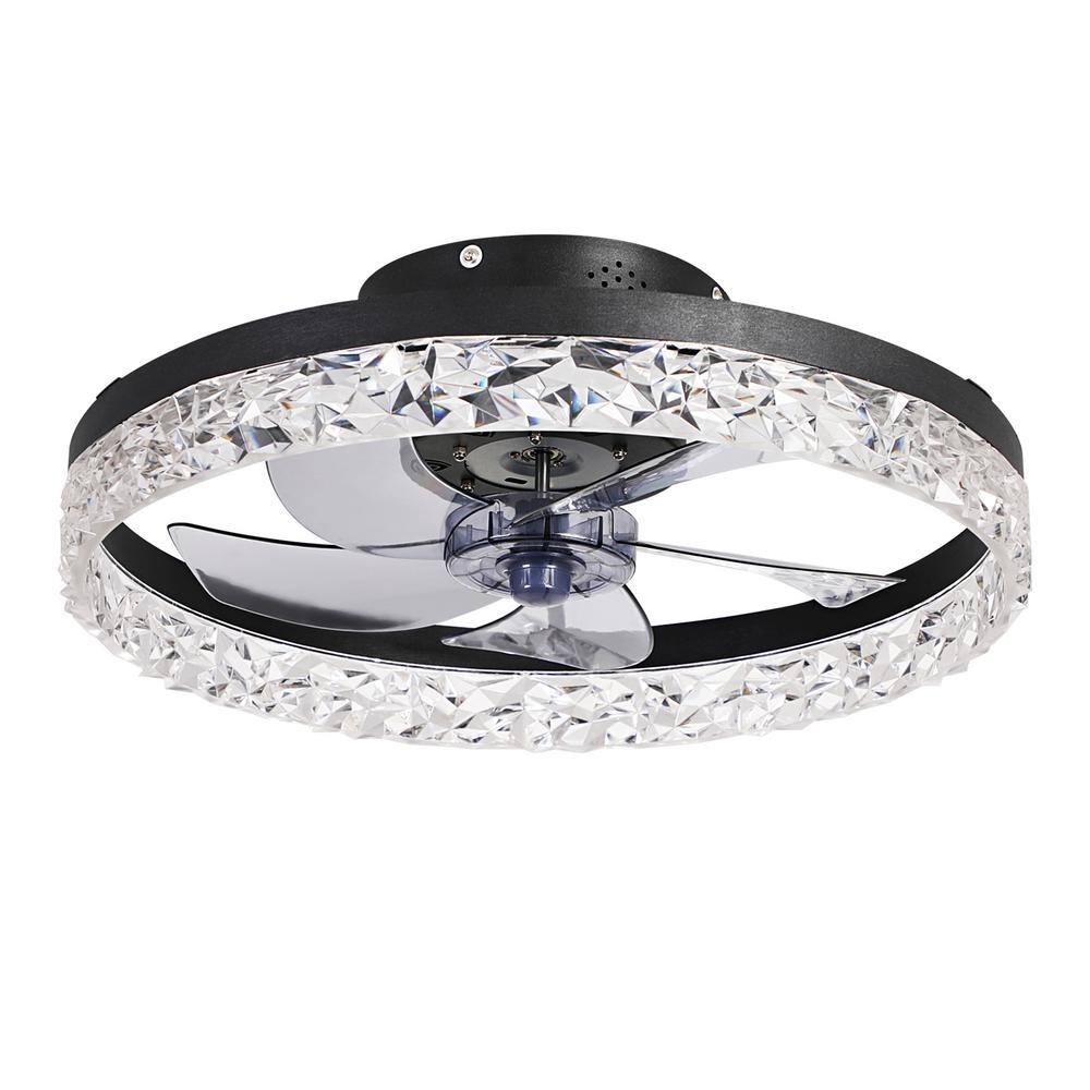 HKMGT 19.7 in. Indoor Black Smart Dimmable Ceiling Fan with Timer, 6 ...