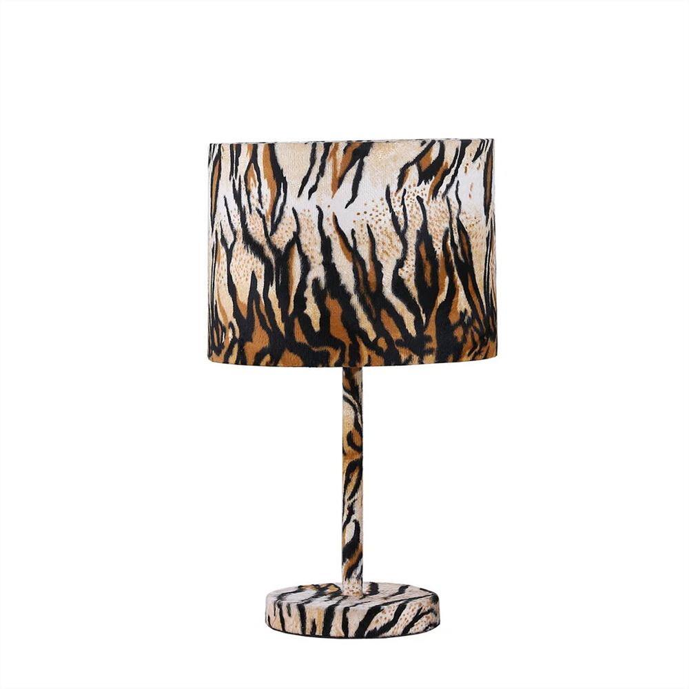 Etokfoks 19.25 in. Tiger Print Multi-Colored Metal Table Lamp ...