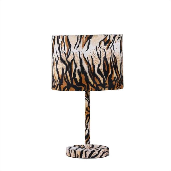 Etokfoks 19.25 in. Tiger Print Multi-Colored Metal Table Lamp ...
