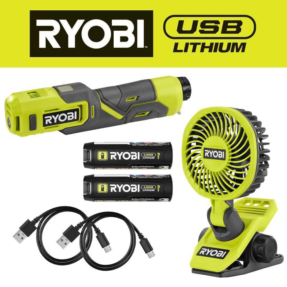 Reviews for RYOBI USB Lithium 2-Tool Combo Kit with Clamp Fan, Inflator ...
