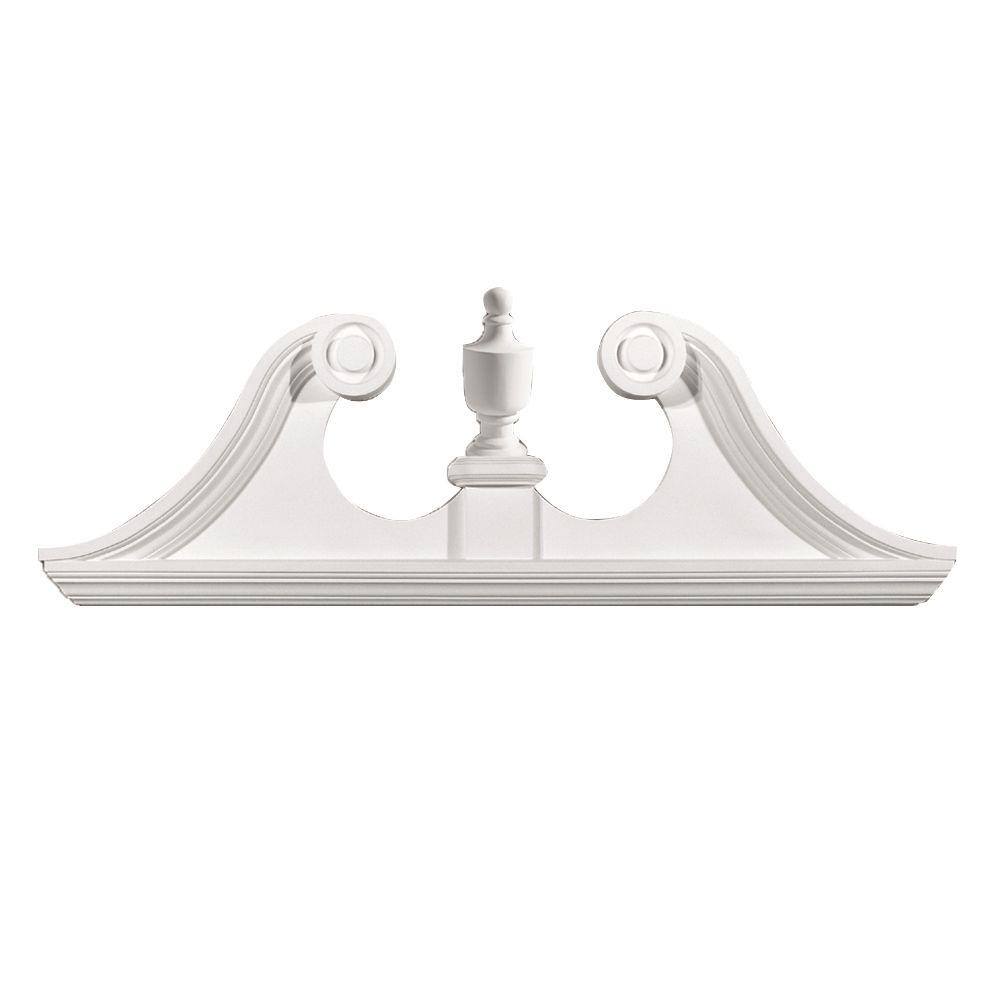 Fypon 67 in. x 21-7/16 in. x 5-1/2 in. Polyurethane Rams Head Pediment ...