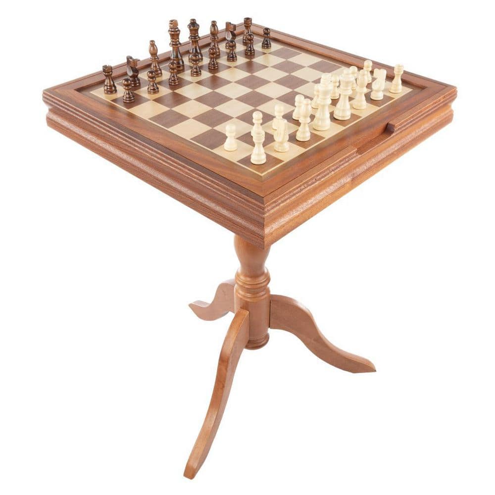Hey! Play! Wooden Chess and Backgammon Table Set W350028 - The Home Depot