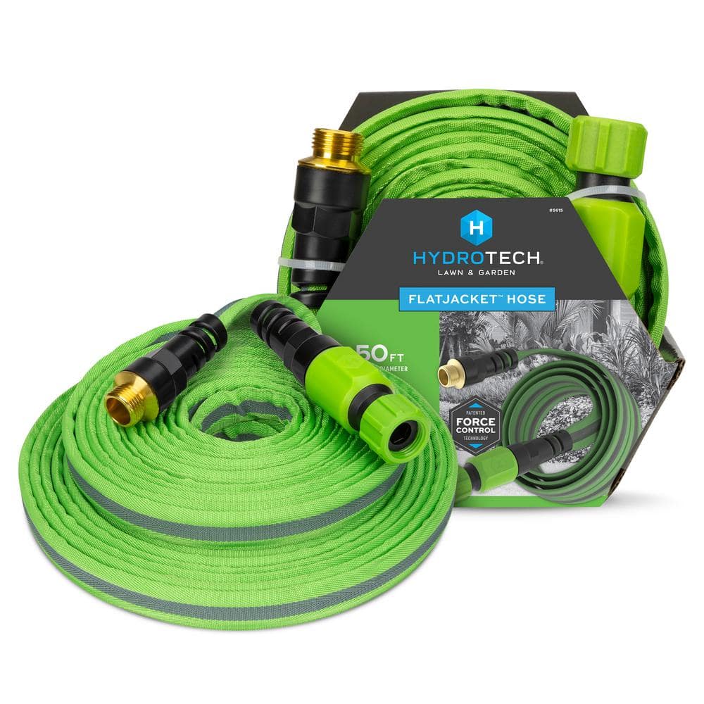 Hydrotech 50 ft. x 5/8 in. Flat Jacket Garden Hose, Flexible, Durable ...