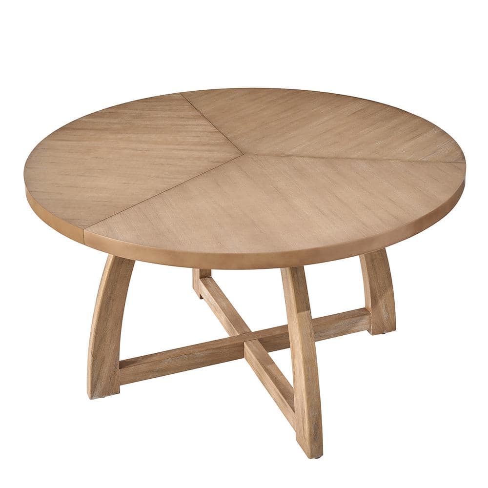 JAYDEN CREATION Ursula Natural 54 in. Solid Wood Round Dining Table ...