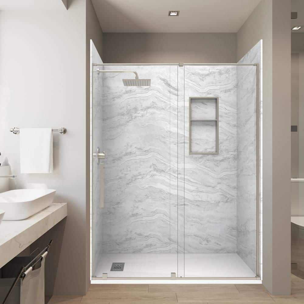 CASTICO Sierra L 32in. x60in. x 84in. Solid Composite Stone Alcove ...