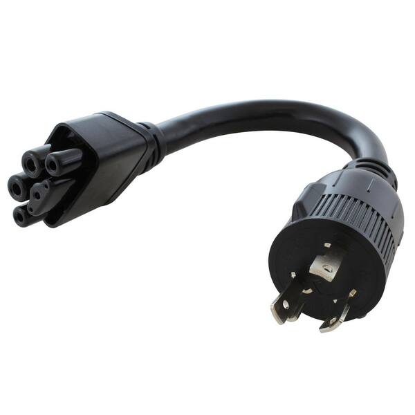 AC WORKS 1 ft. 30 Amp 14-30 Piggy-Back Plug to 6-20 Connector Adapter ...