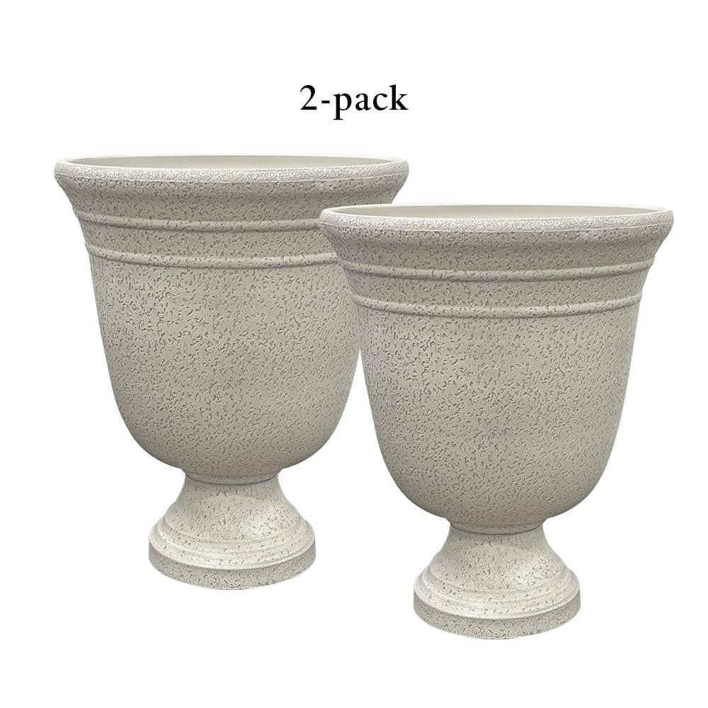Reviews for Vigoro Medium Beige Resin Plastic Urn Planter with Drainage ...