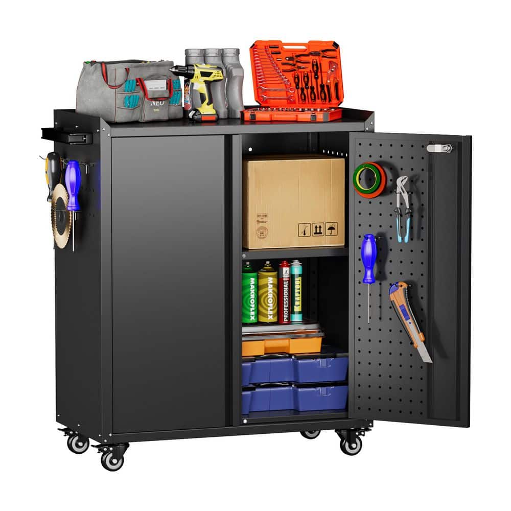 Kaikeeqli 26 in. W x 34 in. H x 14 in. D Rolling Metal Storage ...