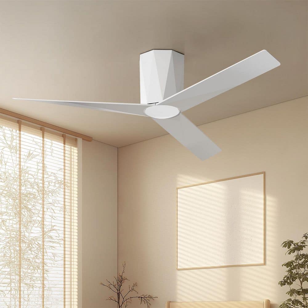 QRMOK Z3 52 in. Indoor White Ceiling Fan with Dimmable LED Light and ...