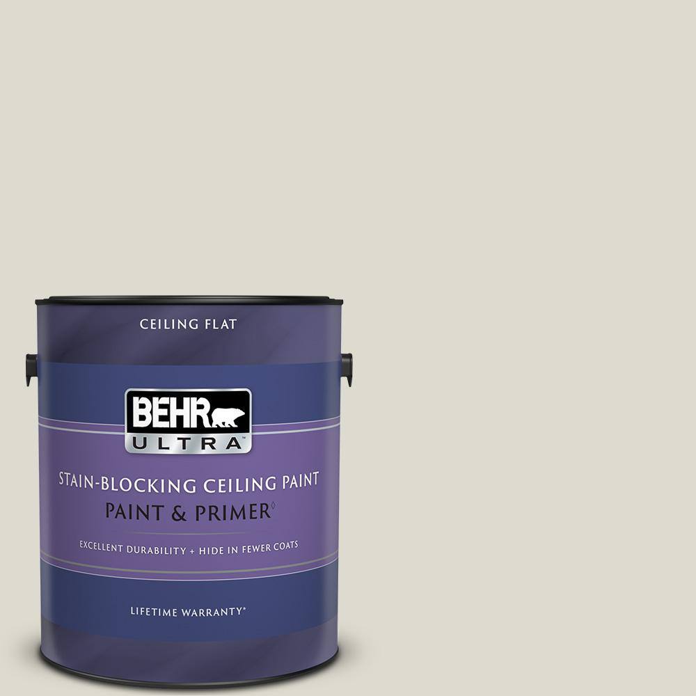BEHR ULTRA 1 gal. #GR-W11 Silver Ash Ceiling Flat Interior Paint with ...
