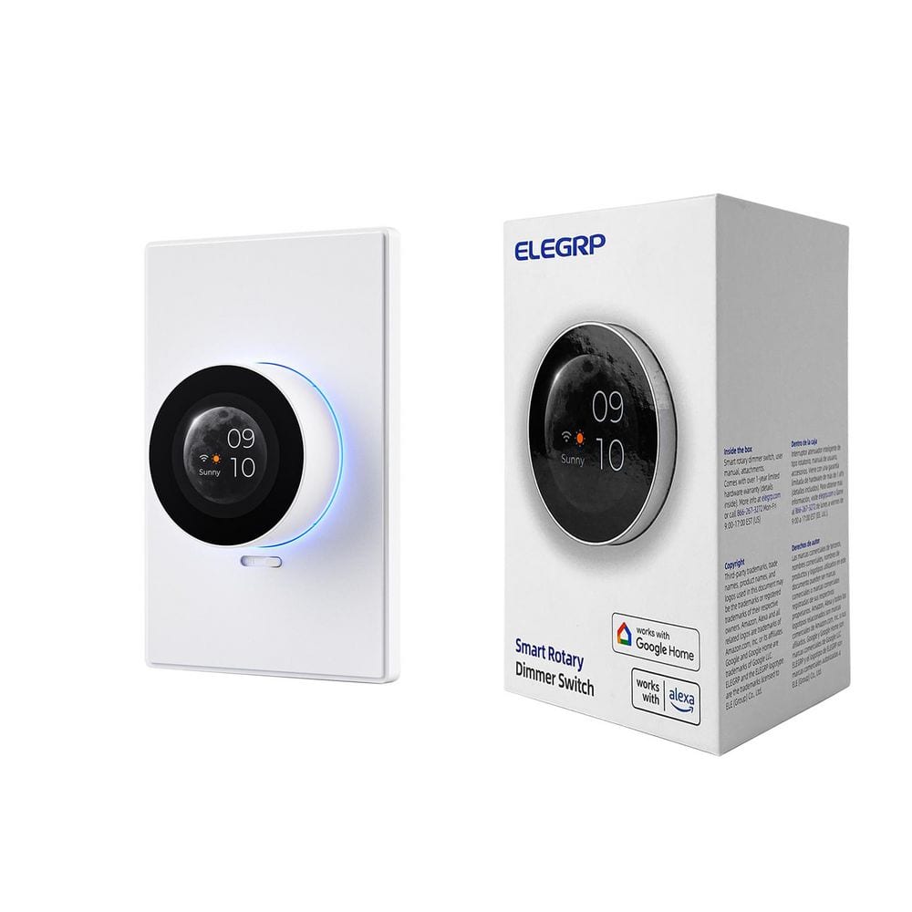 ELEGRP WiFi Smart White Rotary Traic Dimmer with 1.8 in.TFT Display ...