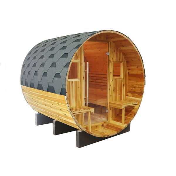 SUNRAY SAUNAS Oasis 2-4 Person Cedar Indoor or Outdoor Wet/Dry Barrel ...