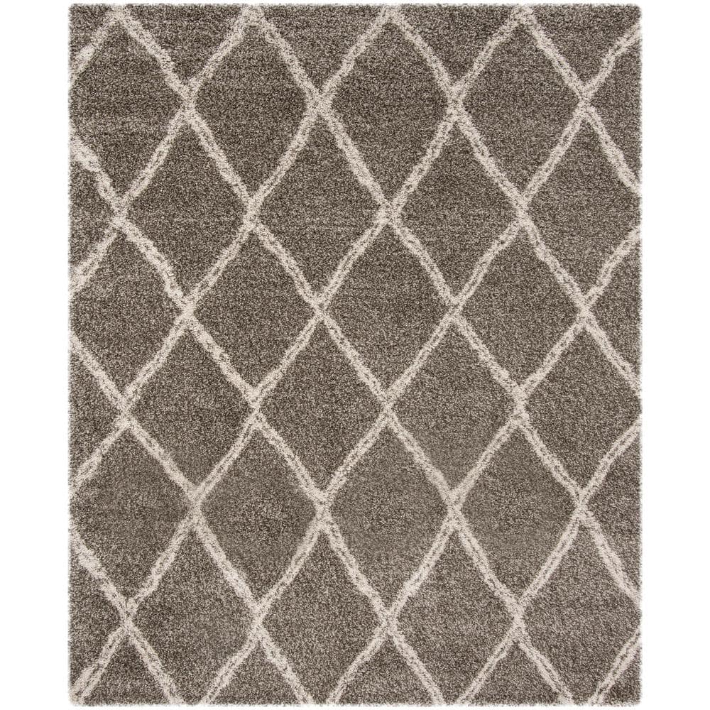 SAFAVIEH Hudson Shag Gray/Ivory 8 ft. x 10 ft. Geometric Diamonds Area ...
