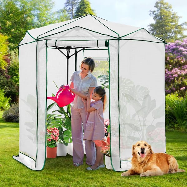 EAGLE PEAK 6.6 x 6.6 ft. All-Weather Hexagon Portable Walk-in Pop up ...