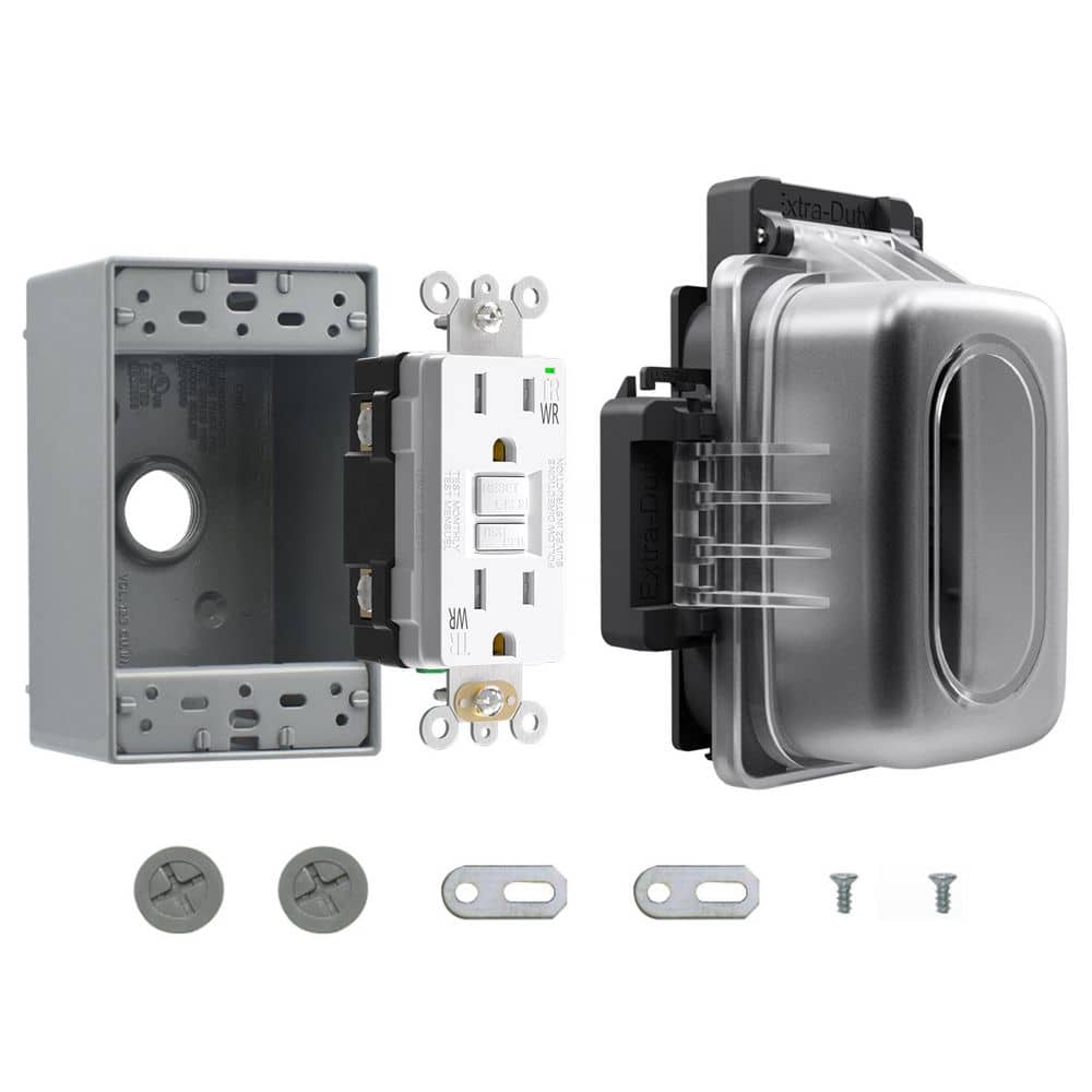 ELEGRP GFCI Outlet with Outdoor Cover and Box, Weather Resistant 15 Amp ...