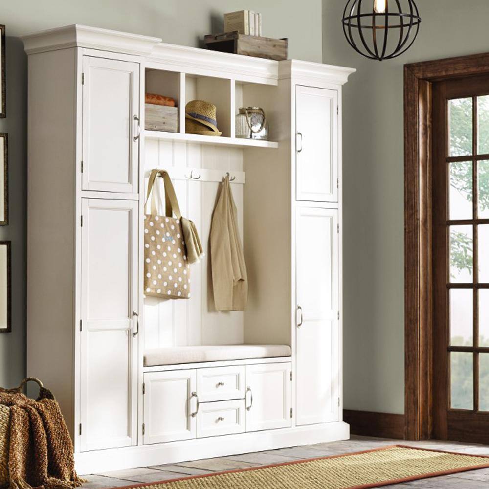 Home Decorators Collection Royce 79 in. Polar Off-White Hall Tree ...