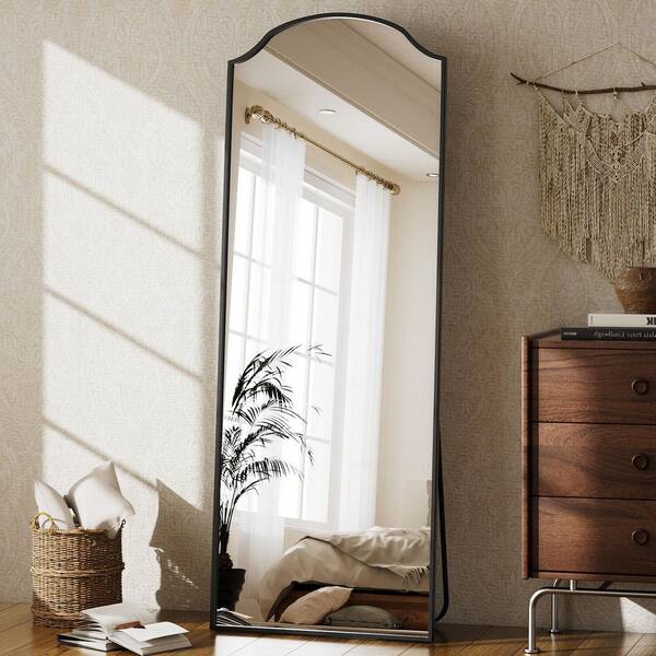 XRAMFY Black 24 in. W x 65 in. H Arched Modern Metal Framed Inward ...
