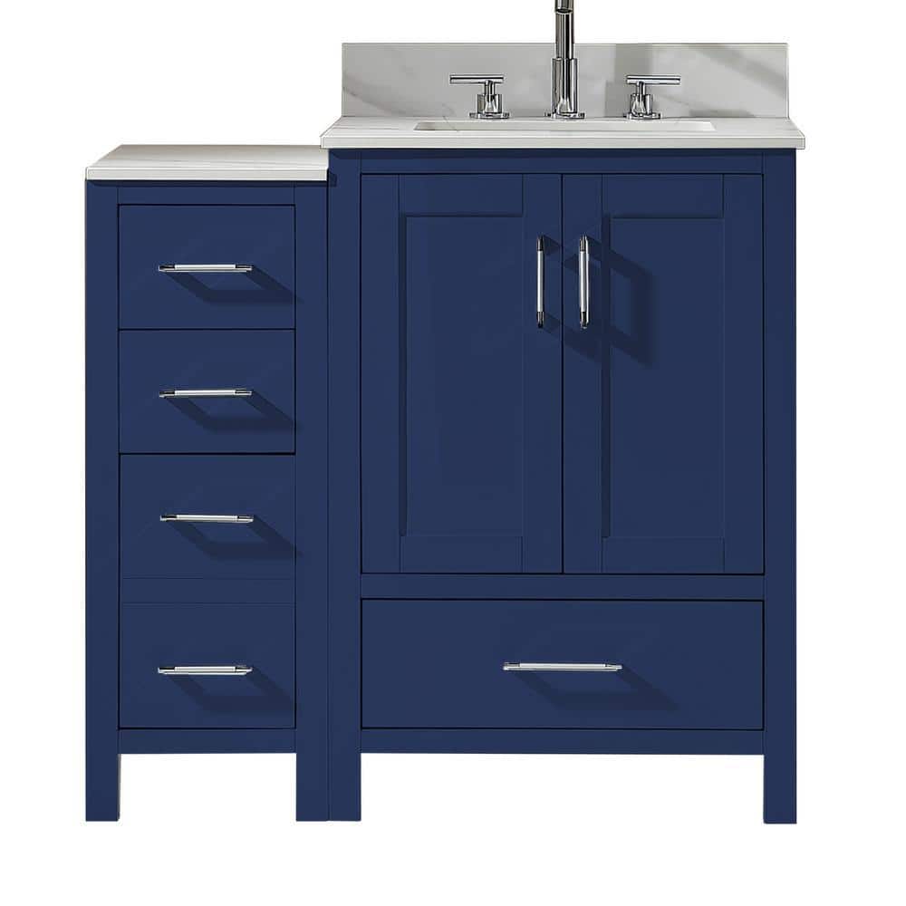 Xspracer Foyil 36 in. W x 22 in. D x 34 in. H Vanity in Blue with ...