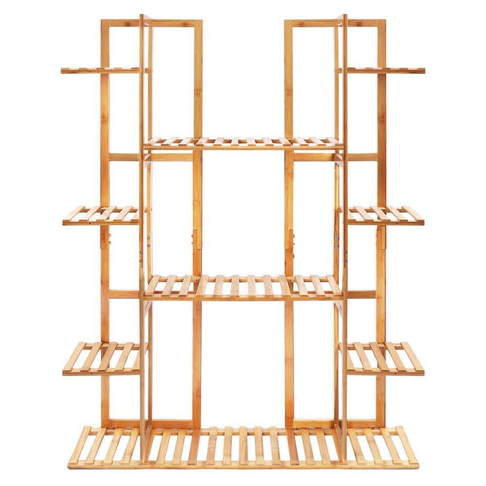 AESOME 48 in. x 35 in. x 8 in. Indoor Bamboo Wood Plant Stand 14-Potted ...