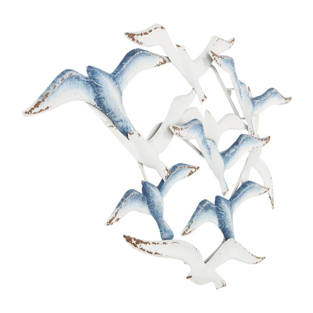 Litton Lane 38 in. x 23 in. Metal Blue Bird Wall Decor with Brown ...