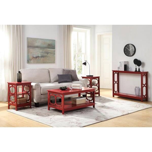Convenience Concepts Omega 15.75 in. W x 23.75 in. H Cranberry Red Square Wood End Table with Shelves S20 392 The Home Depot